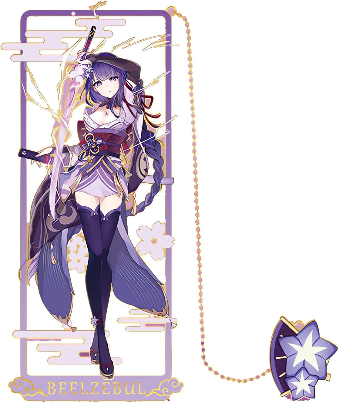 SRDEHDYE Raiden Shogun Beelzebul Bookmark with Chain Original Genshin ...