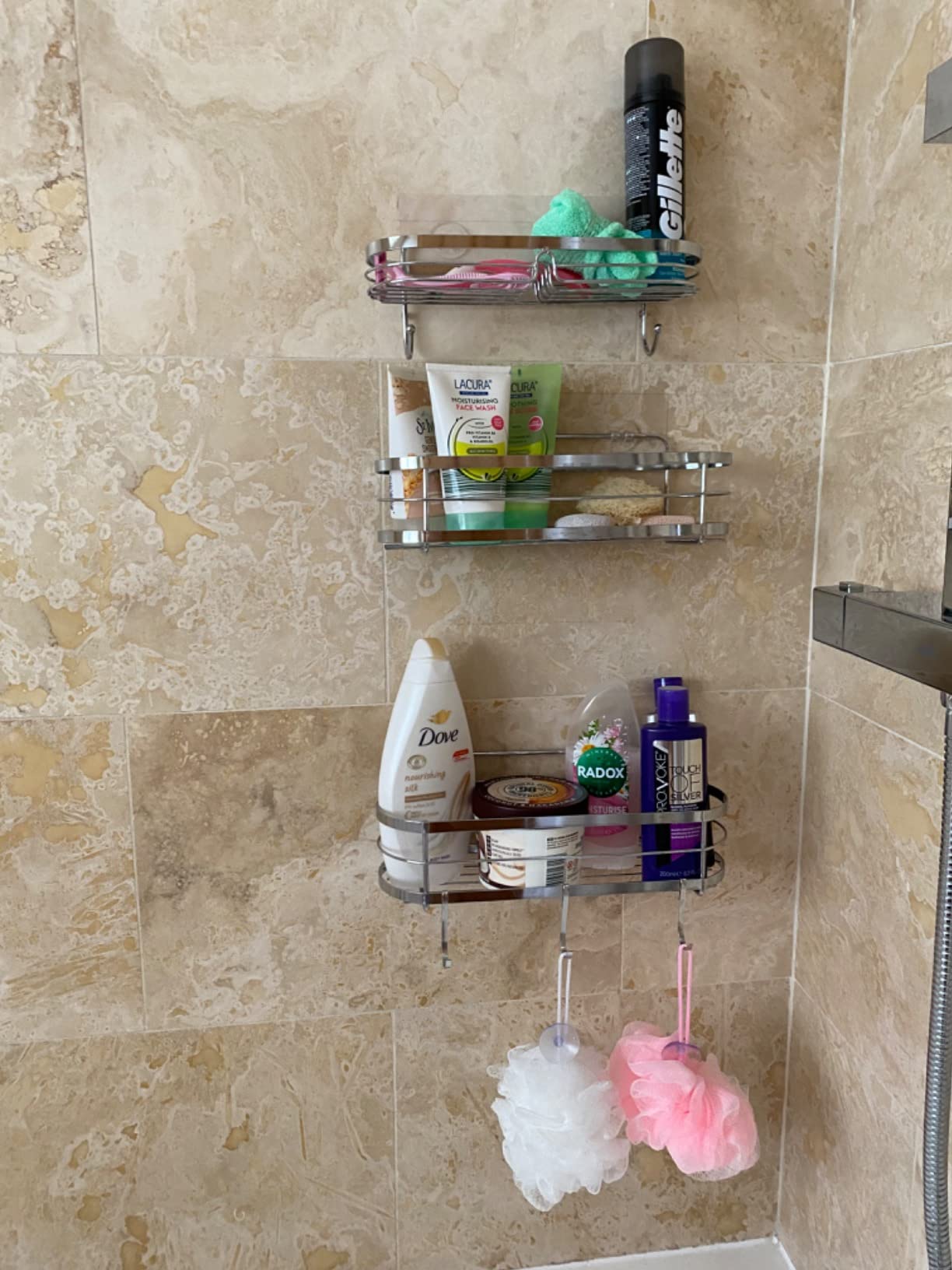 STEUGO Shower Caddy, Adhesive Bathroom Shower Caddies, No Drilling ...