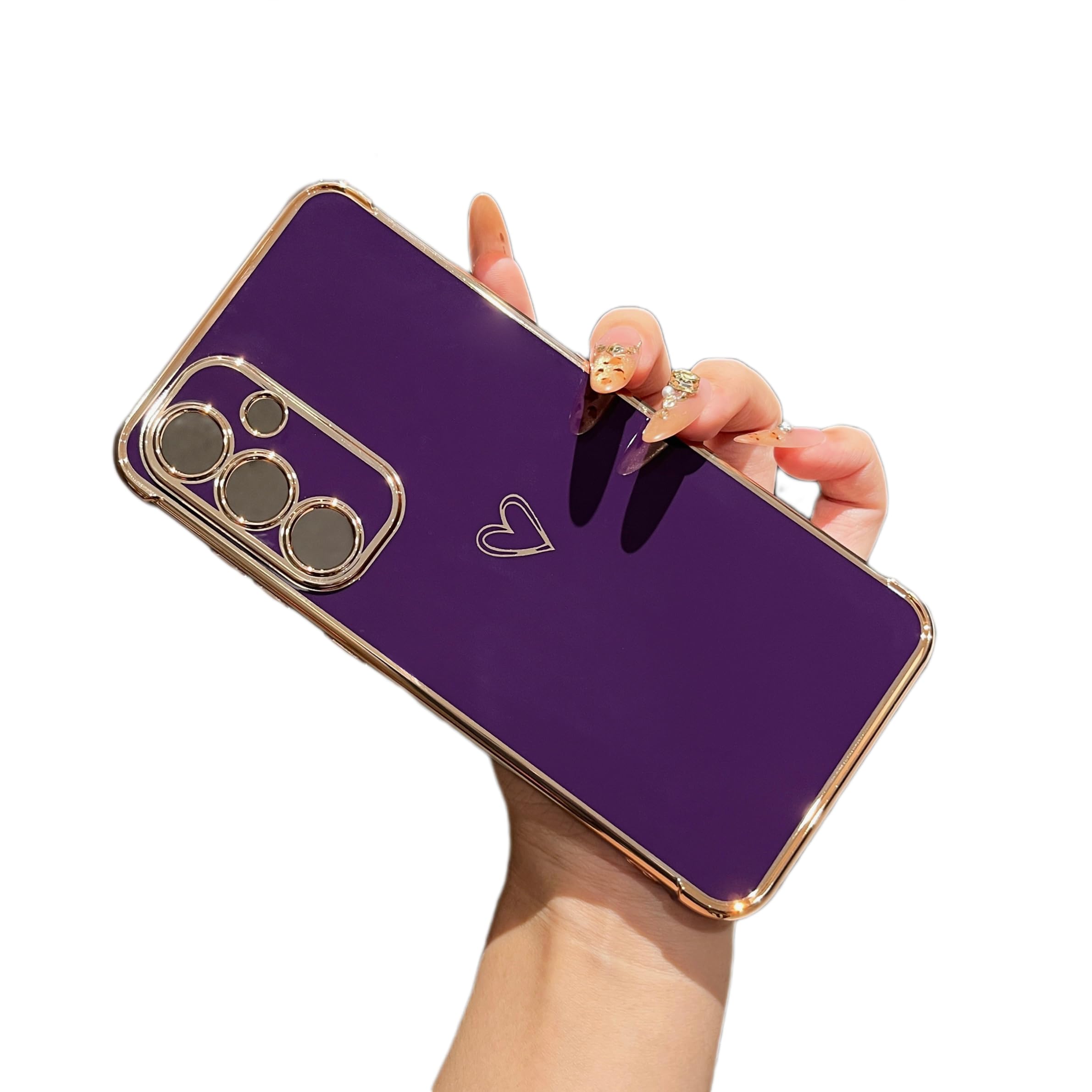 Amazon.com: ZTOFERA for Samsung Galaxy S24 FE 5G Case,Cute Plating Edge Love Hearts Pattern with ...