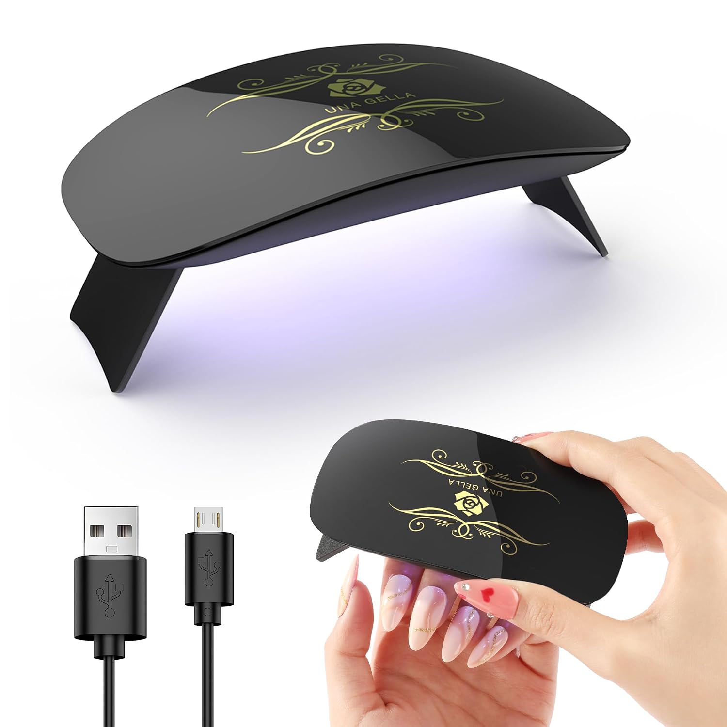 Amazon.com : UNA GELLA U V LED Nail Lamp Mini U V Light for Nails 6w ...
