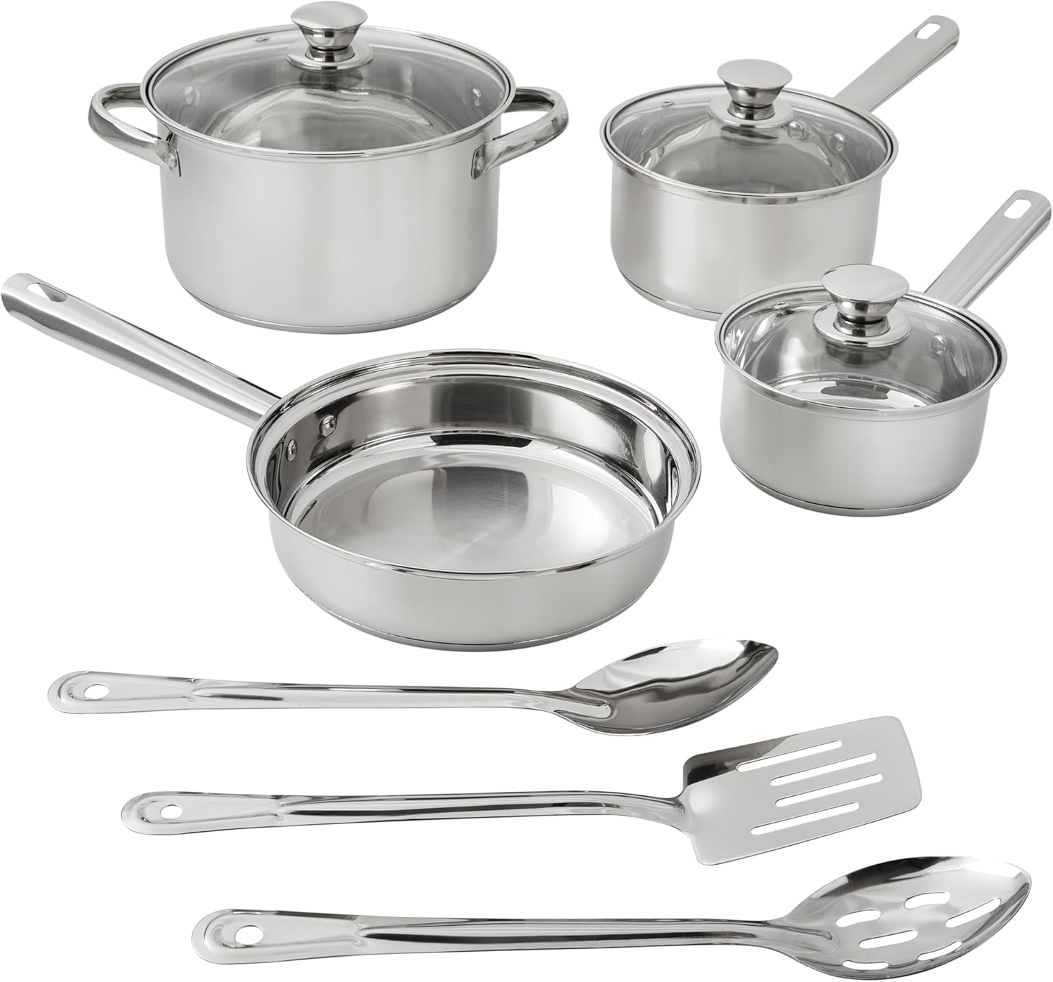 Amazon.com: 10 Piece Nonstick Stainless Steel Cookware Set, Nonstick ...