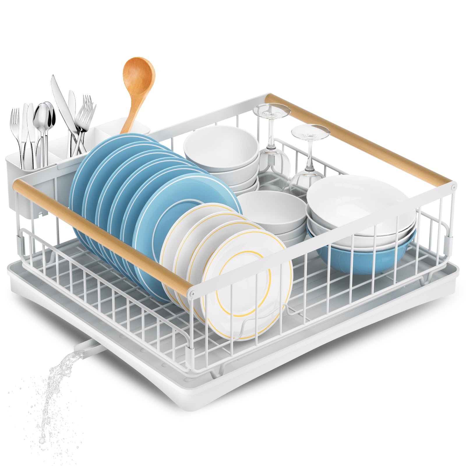 HUIYOPU Dish Drying Rack Tableware Drainer Utensil Holder,Retractable ...