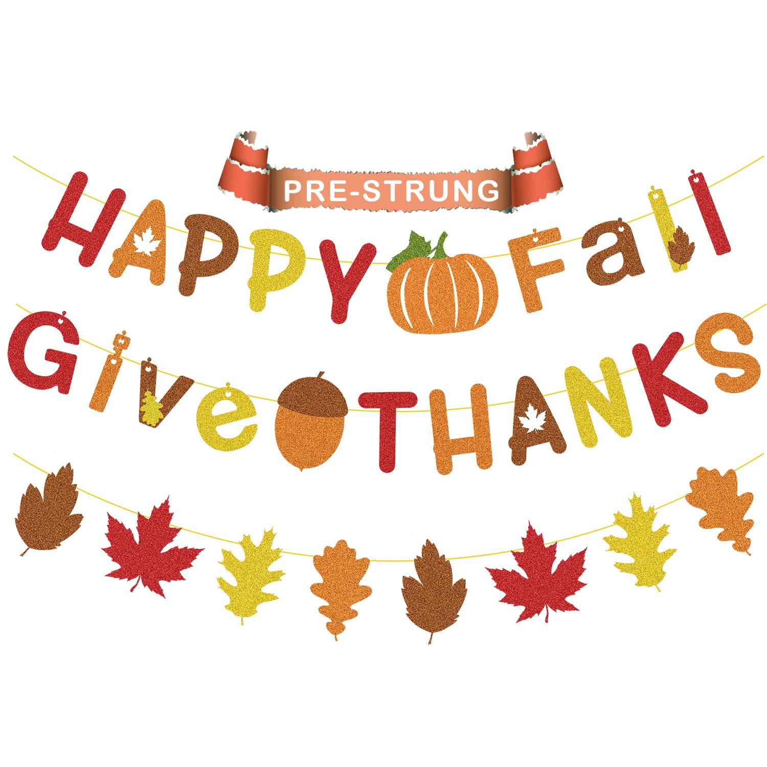 Amazon.com: Simife Thanksgiving Decorations - Glittery Happy Fall and ...