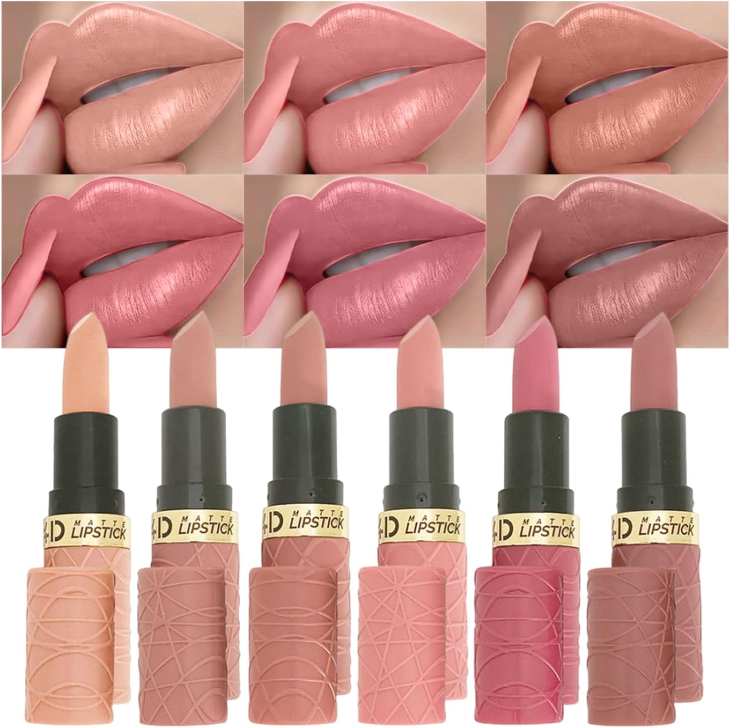 Matte Lipstick Set 6 Pcs Lipstick Pack with Nude, Rose, Coffee & Brown ...