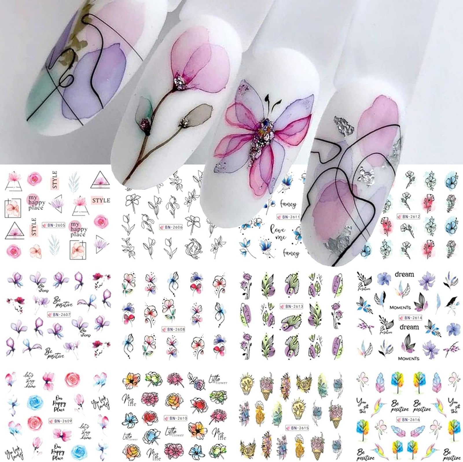 Amazon.com: Nail Water Decals Nail Art Stickers for Women Nail ...