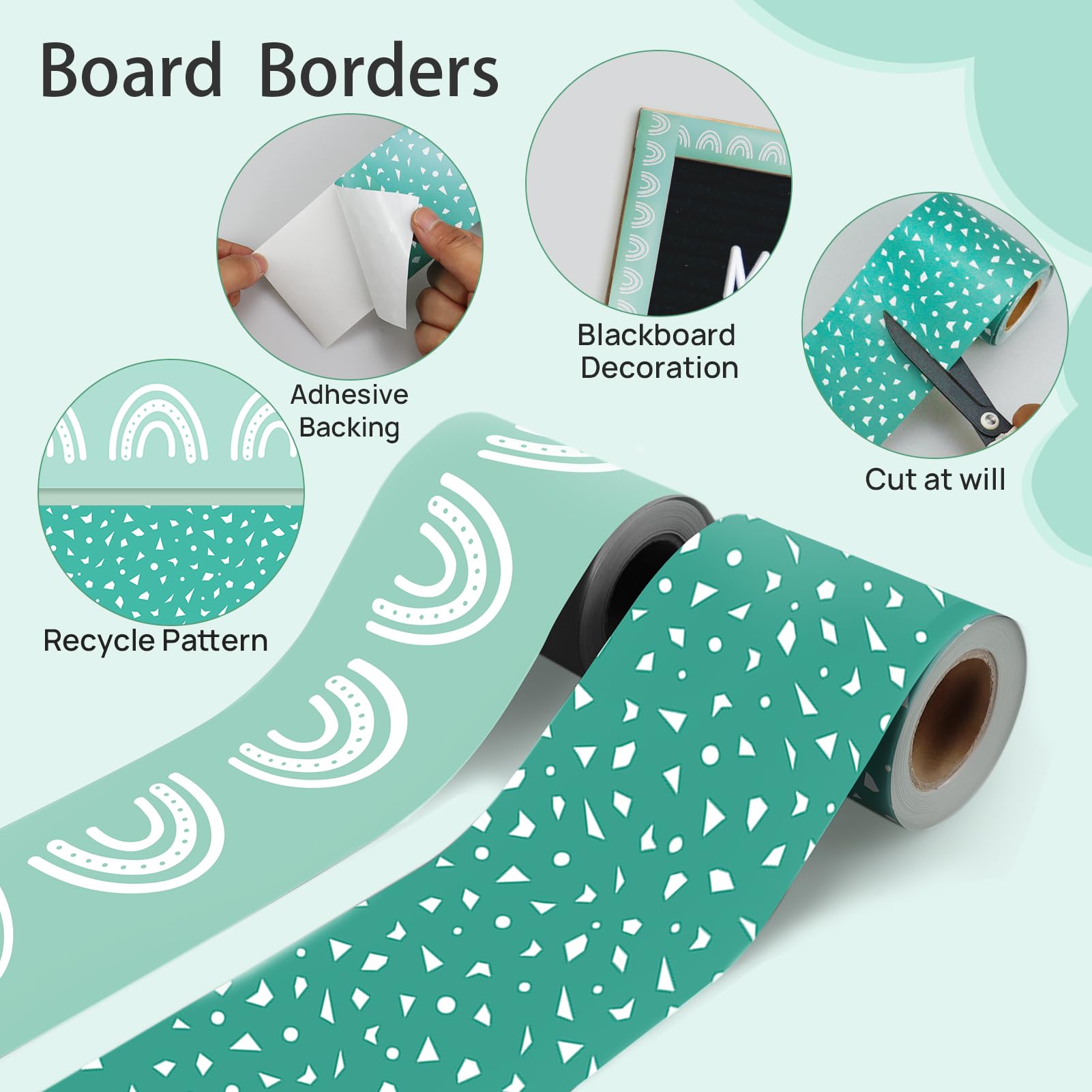 Snapklik.com : Bulletin Board Borders, 65Ft Boho Adhesive Straight ...