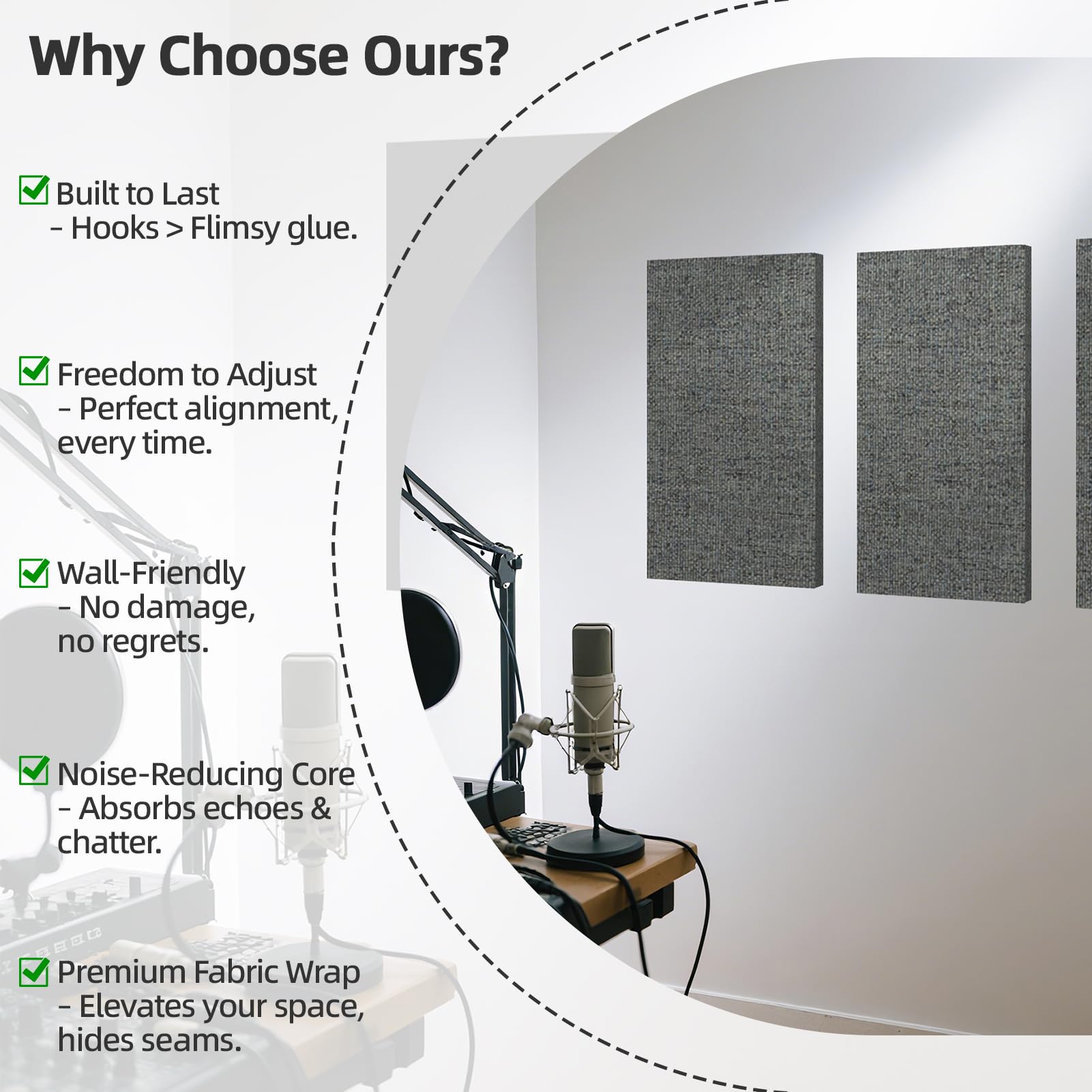 Snapklik.com : 8 PCS Acoustic Panels, 24x12 Fabric Soundproof Wall ...