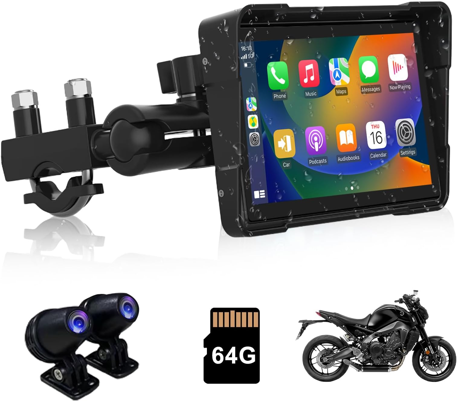 Amazon.com: DVRMEDIA Motorcycle Dash Cam, Wireless Apple CarPlay ...