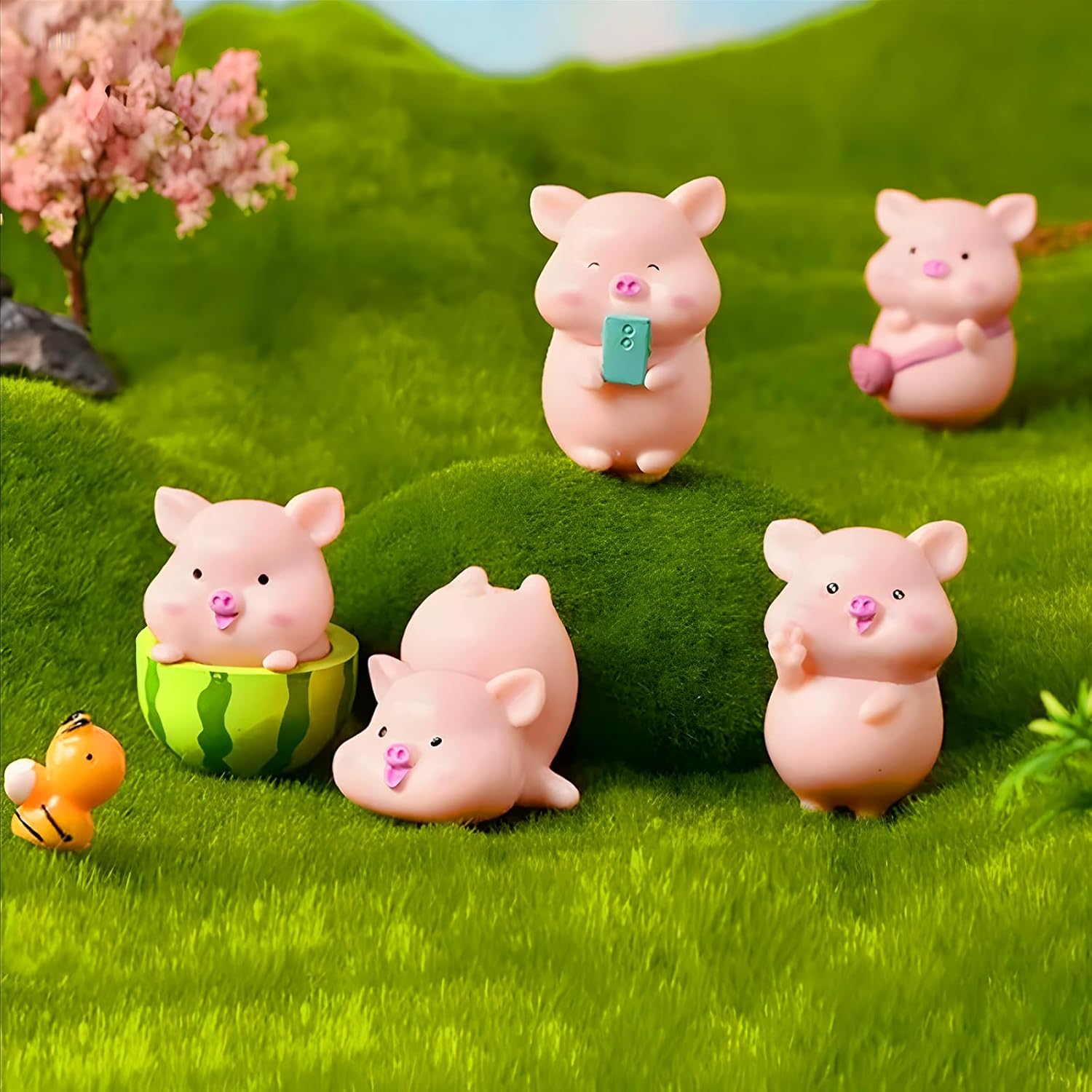 8 figuras de cerdo en miniatura adorno de pastel de cerdo mini juguete ...