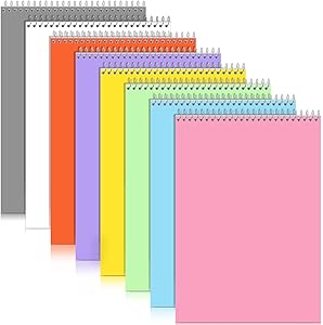 Amazon.com : ReliThick 8 Pcs Top Bound Spiral Notebook 8.5 x 11 in College Ruled Steno Book 70 ...