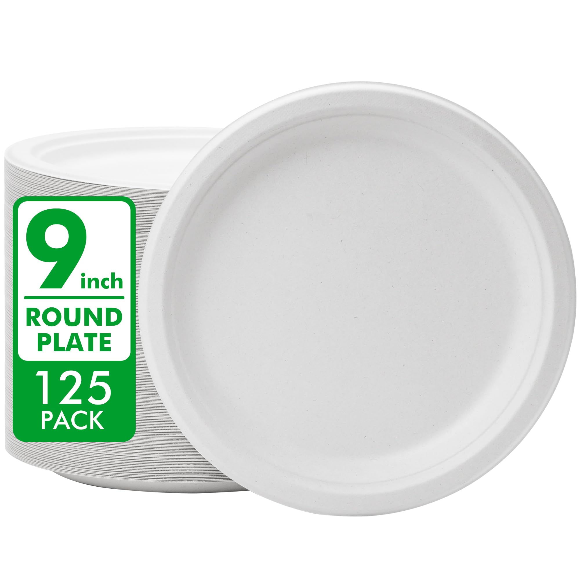 Snapklik.com : RACETOP Disposable Compostable Paper Plates 9 Inch 125 Pack