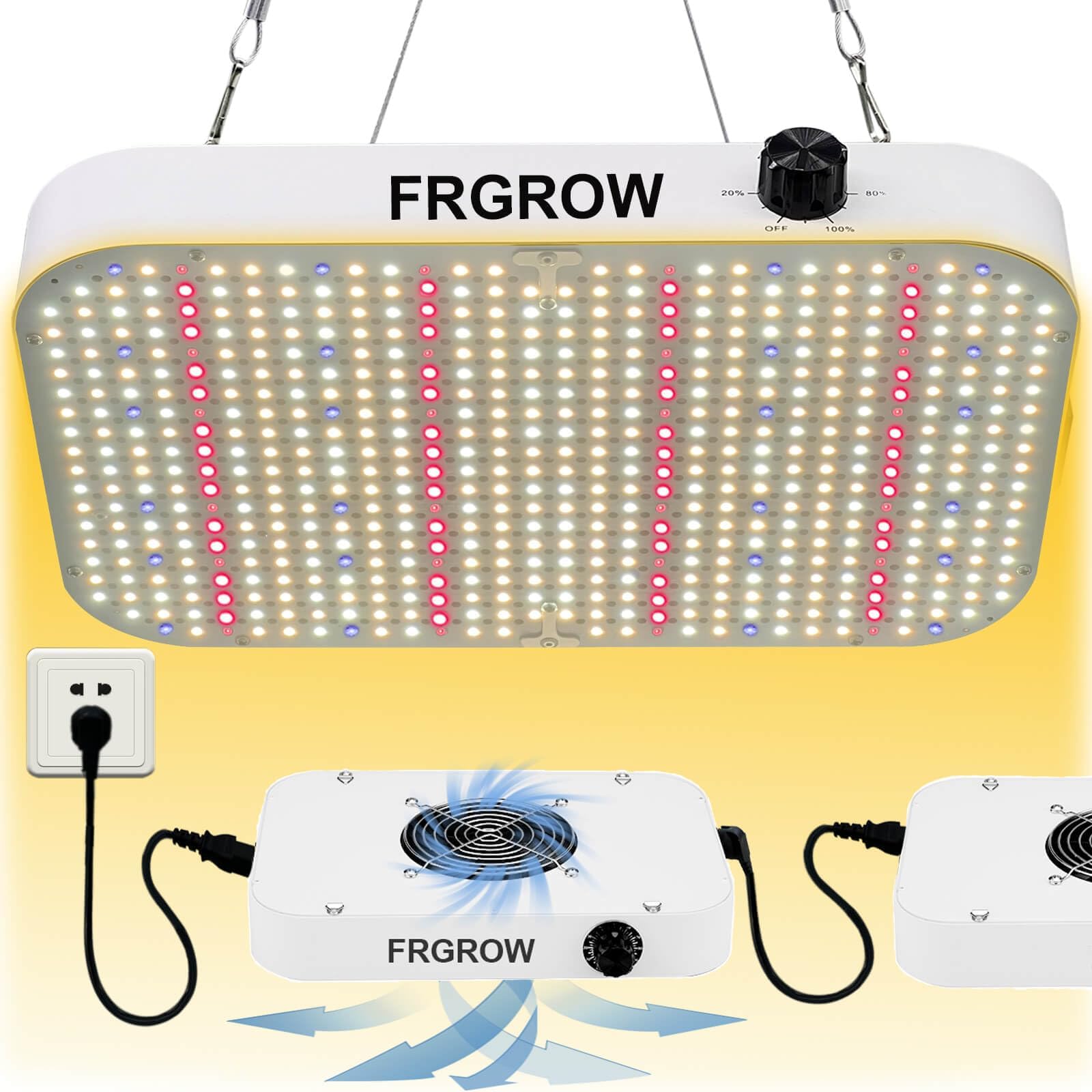 FRGROW LED Grow Lampe Dimmbarer, Grow Light 1000W, Pflanzenlampe LED Vollspektrum Wachstumslicht ...