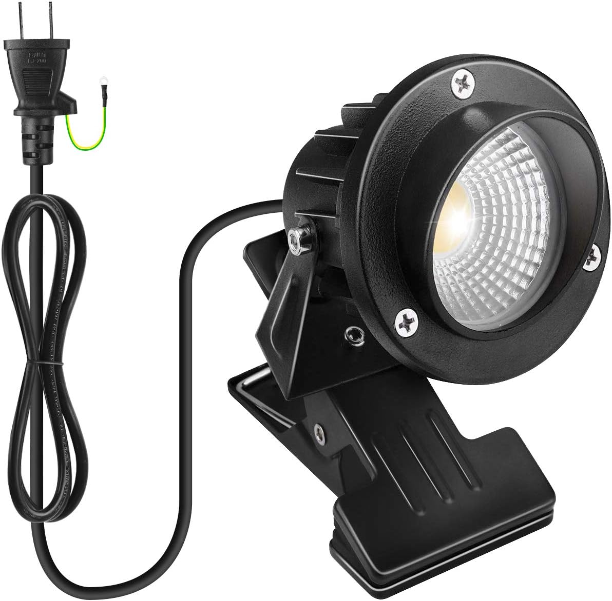 Amazon | LEDクリップライト 電球色 防水 7W コード長1.5m 360度回転 エクステリアライト 梅雨対策 看板用 黒板用照明 店舗看板用 PSE認証済み | スポットライト