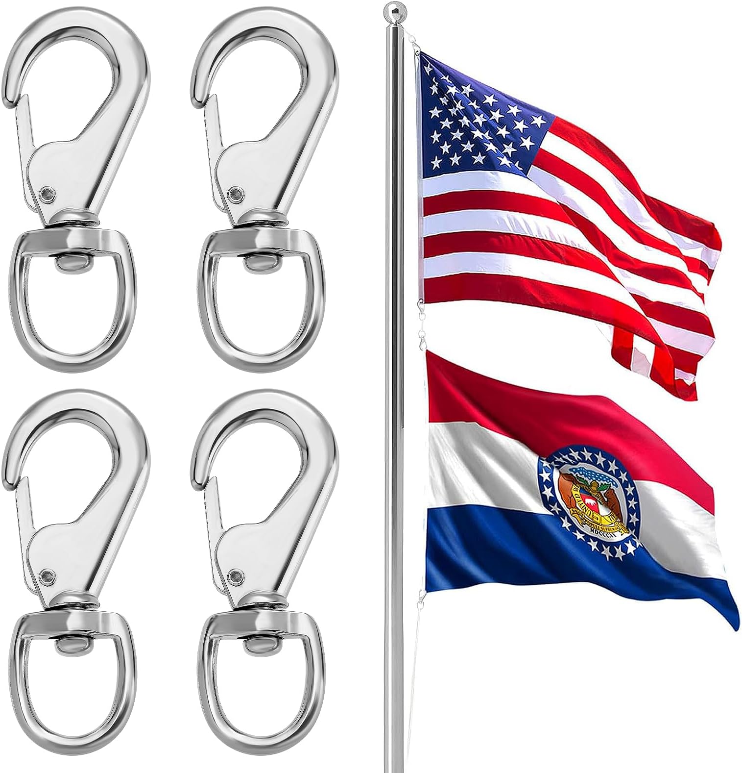 Amazon.com : 1 Pair 3 Inch White Rubber Coated Brass Swivel Snap Clips ...