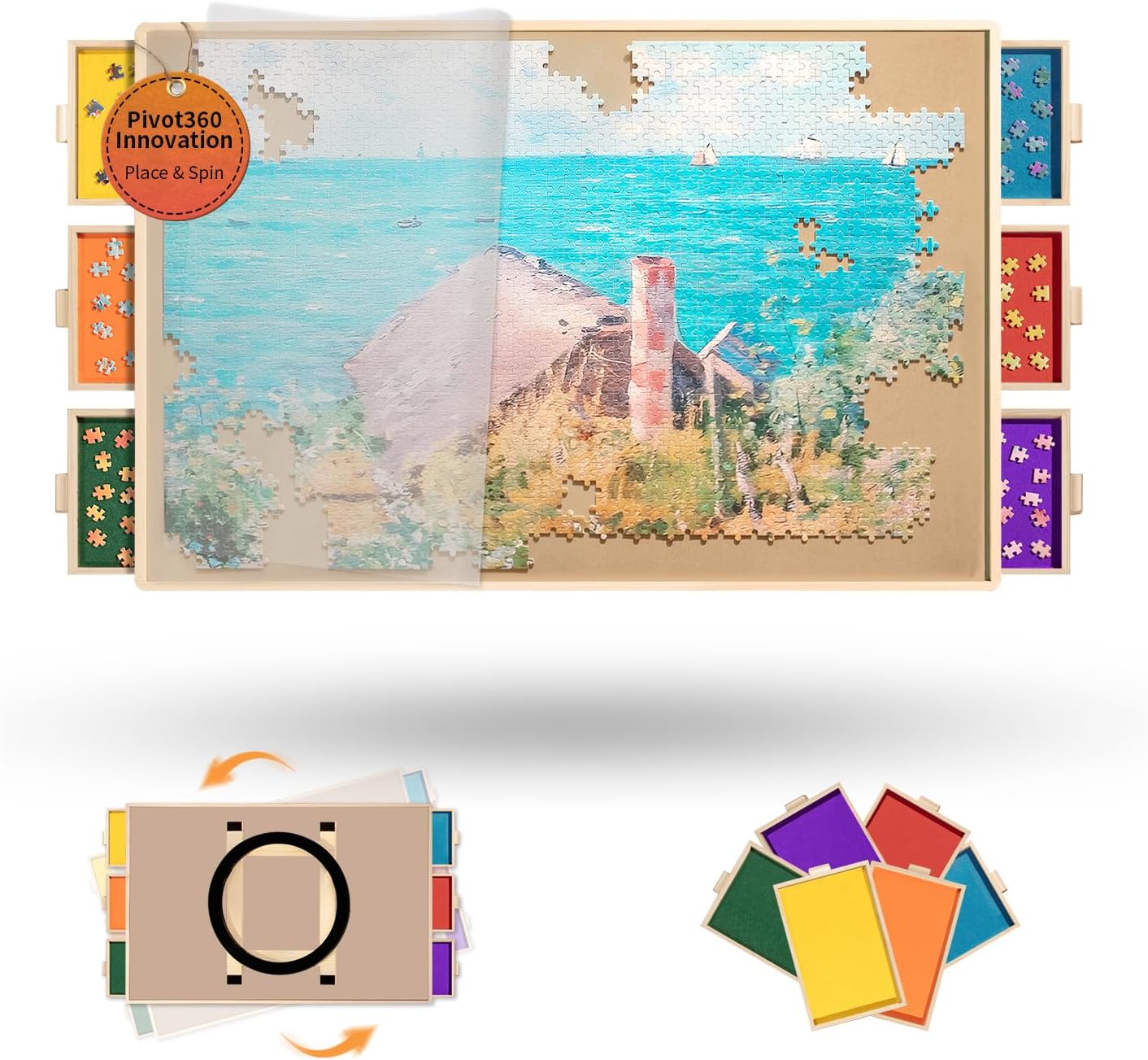 Amazon.com: Join&Joy 1000 Piece Puzzle Board Pro, with 6 Drawers ...