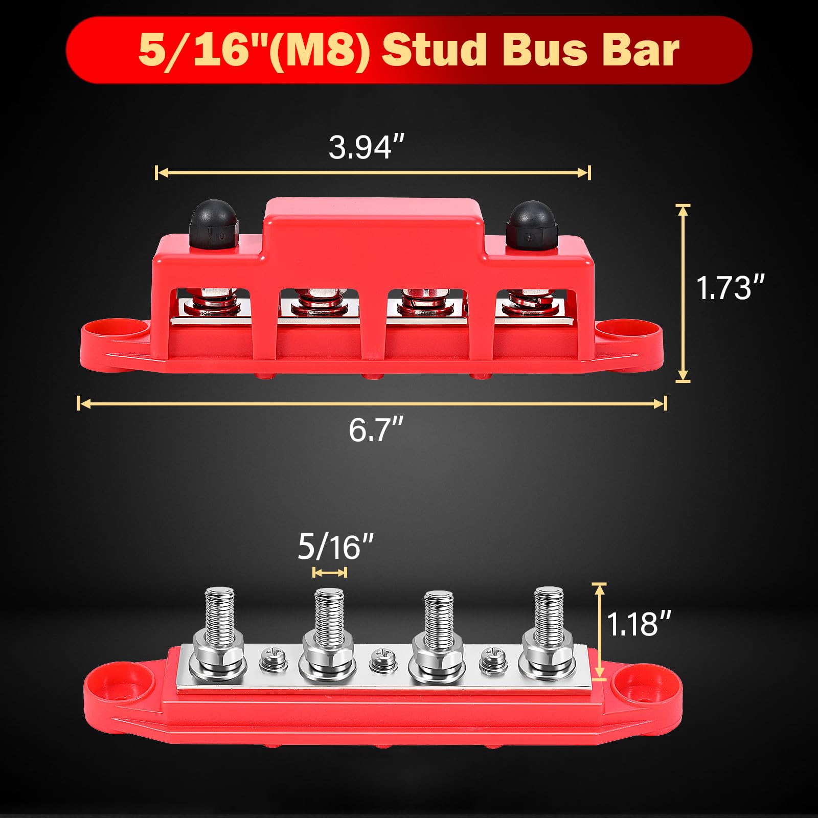 Snapklik.com : FEITON Power Distribution Block, 12V 150A Bus Bar, 5/16 ...