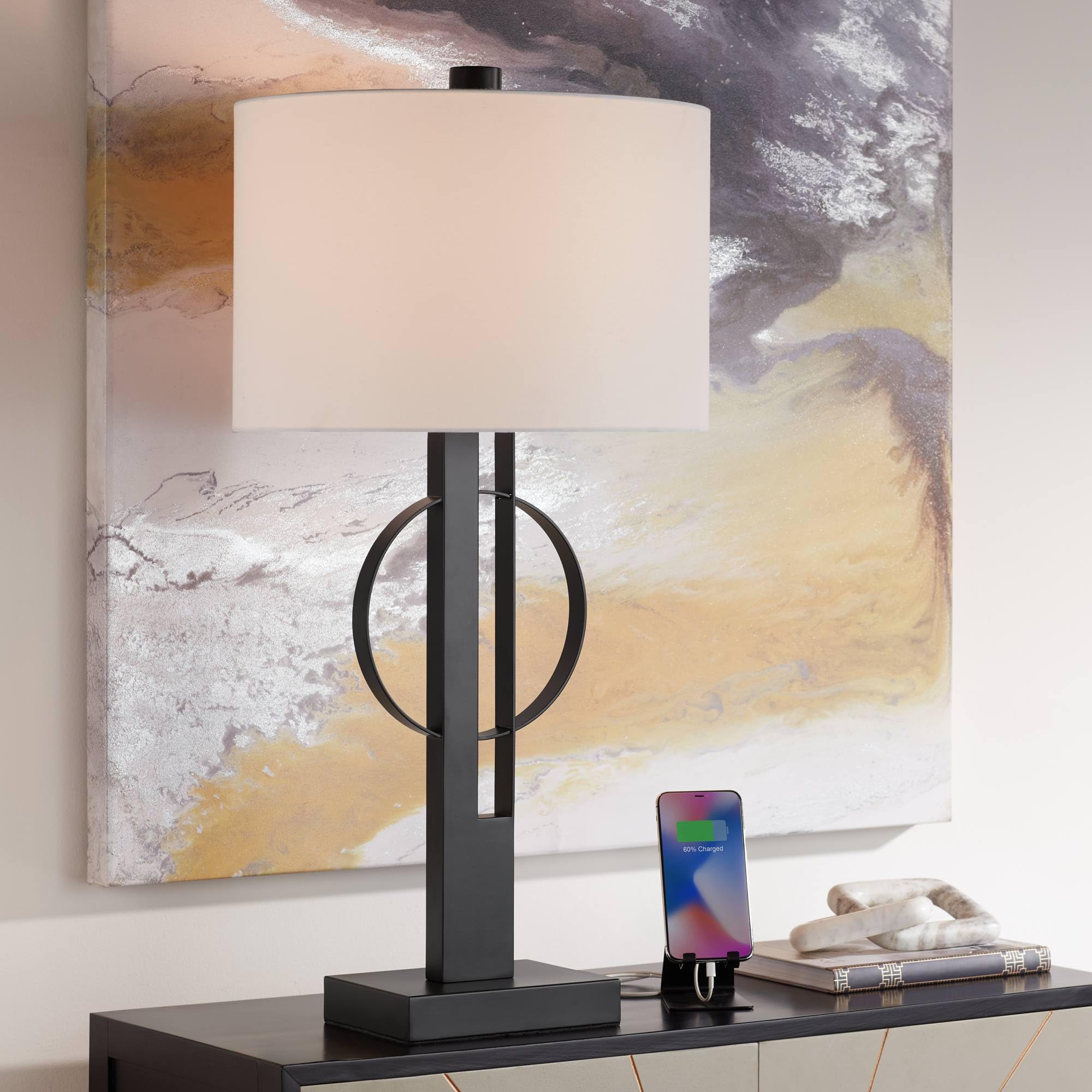 Possini Euro Design Galaxy 32" Tall Geometric Base Large Modern End ...