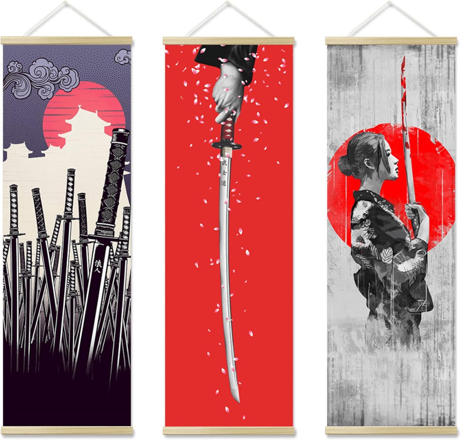 Amazon.com: 3PCS Japanese Wall Sword Decor, Wall Art, Home Decor for ...