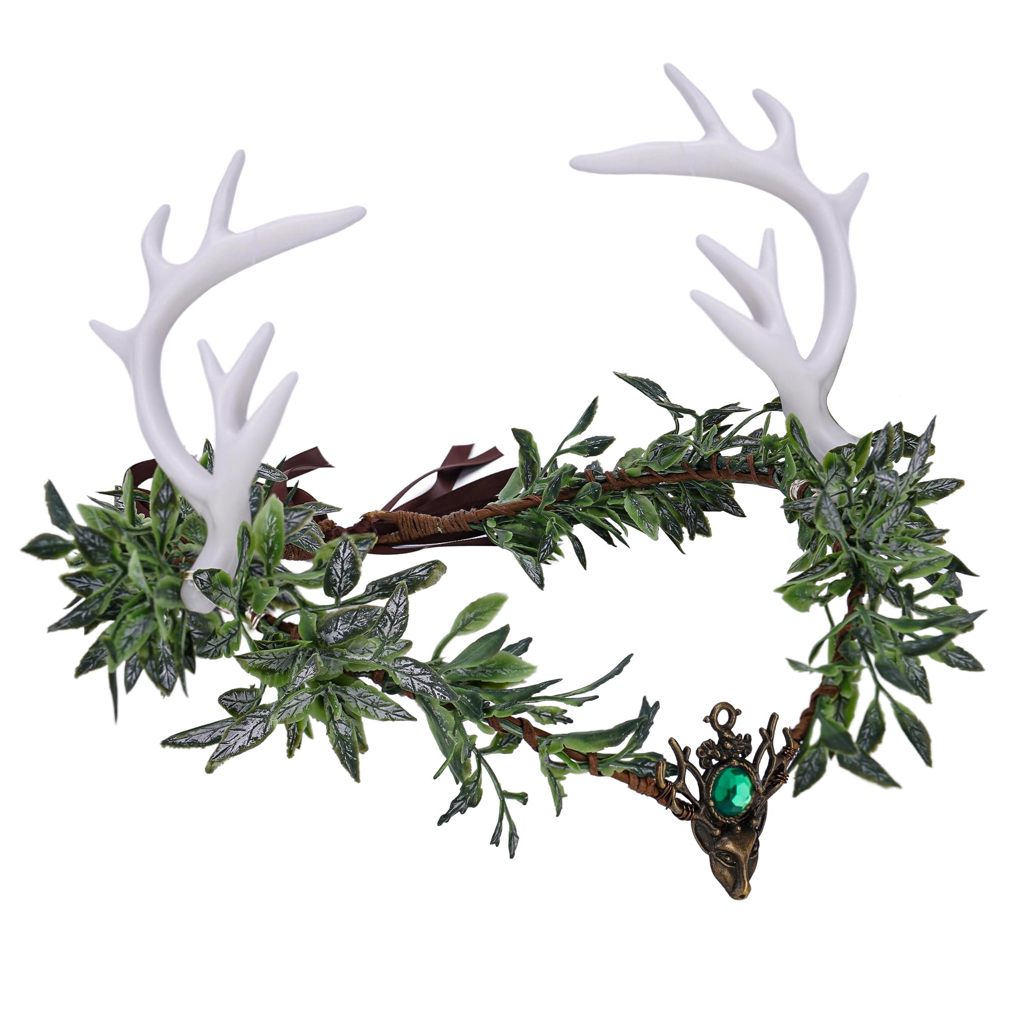 Amazon.com : MOSTORY Green Fairy Antler Crown - Handmade Woodland Elf ...