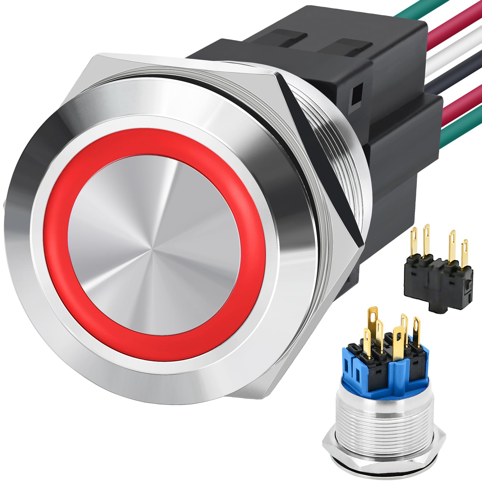 Snapklik.com : Big Latching Push Button Switch 25mm 1 Inch Hole ...
