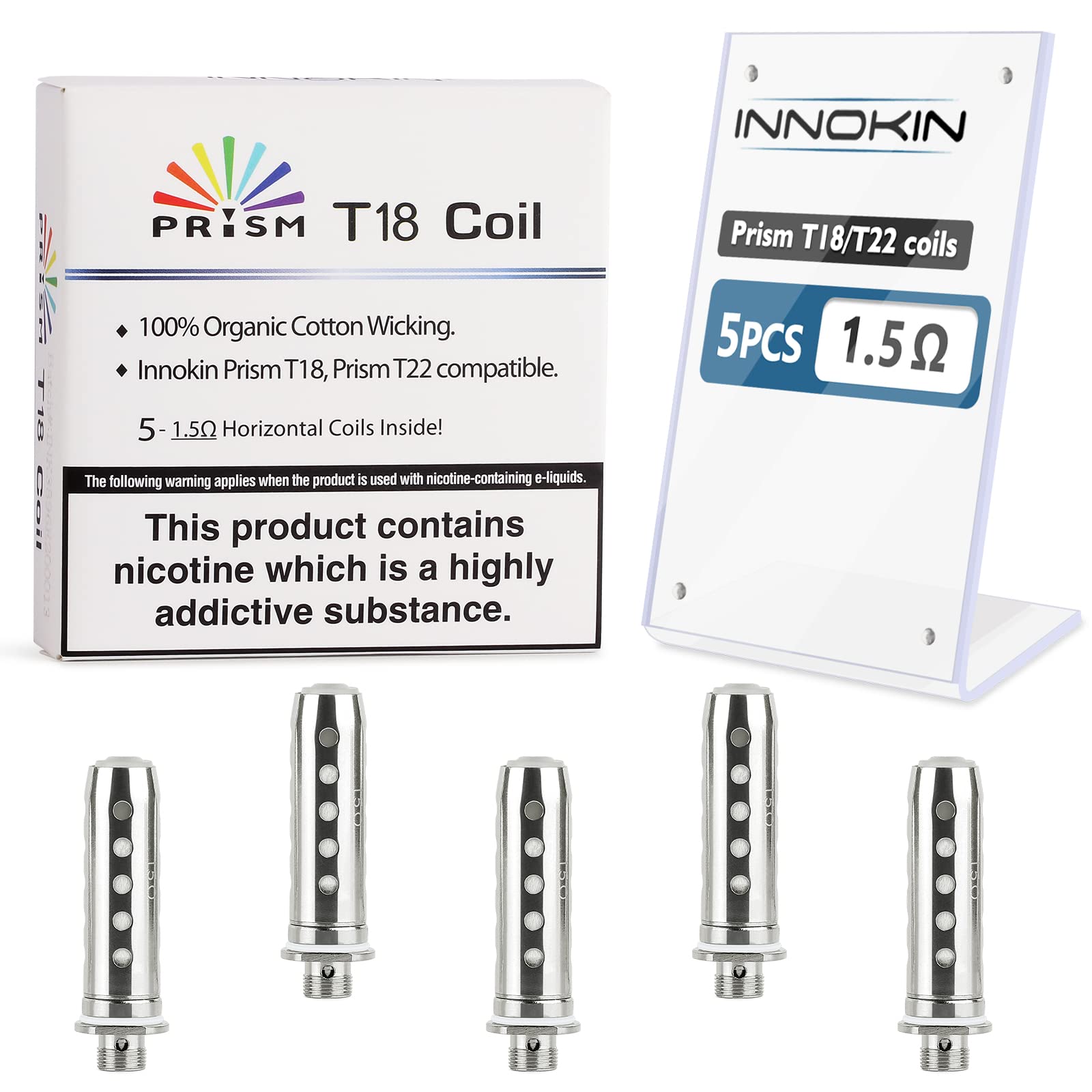 Innokin Prism T18 Coils, 1.5ohm Spare Coils Works with T18 / T22 Tank ...
