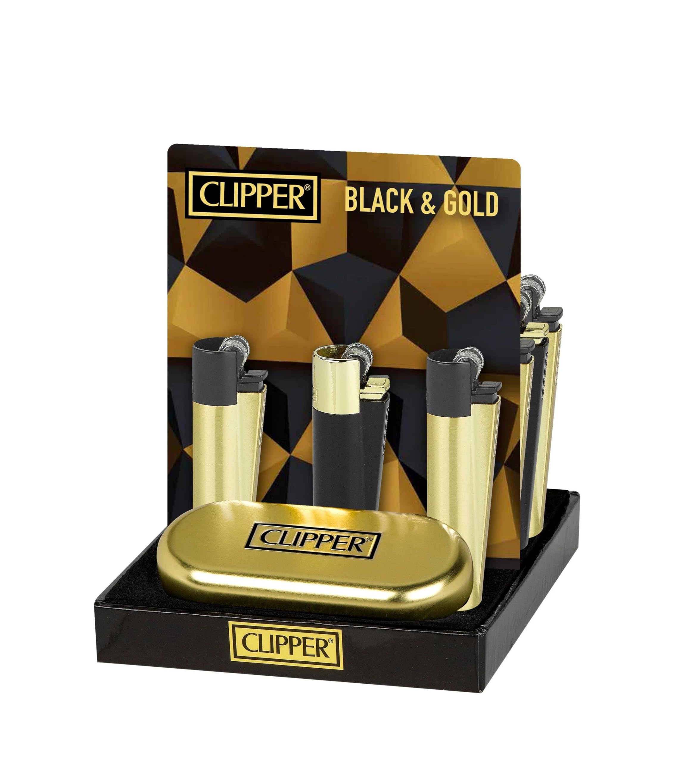 Amazon.com: 1X Clipper Metal Lighter - Assorted Black & Gold Color ...