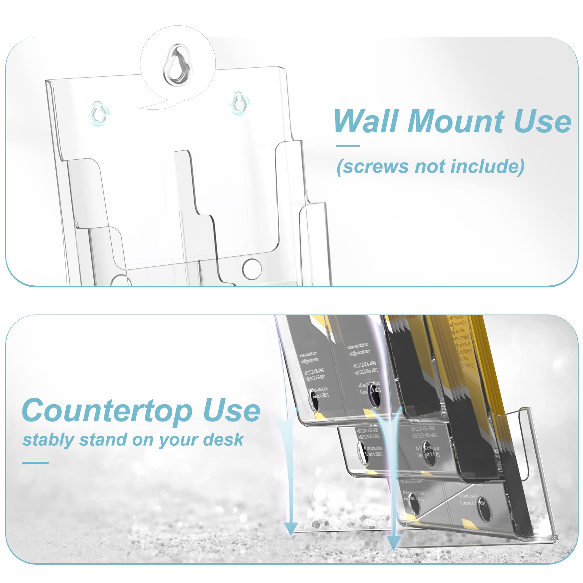 MaxGear Brochure Holder 3 Tier 8.5x11 inches with Removable Divider for ...