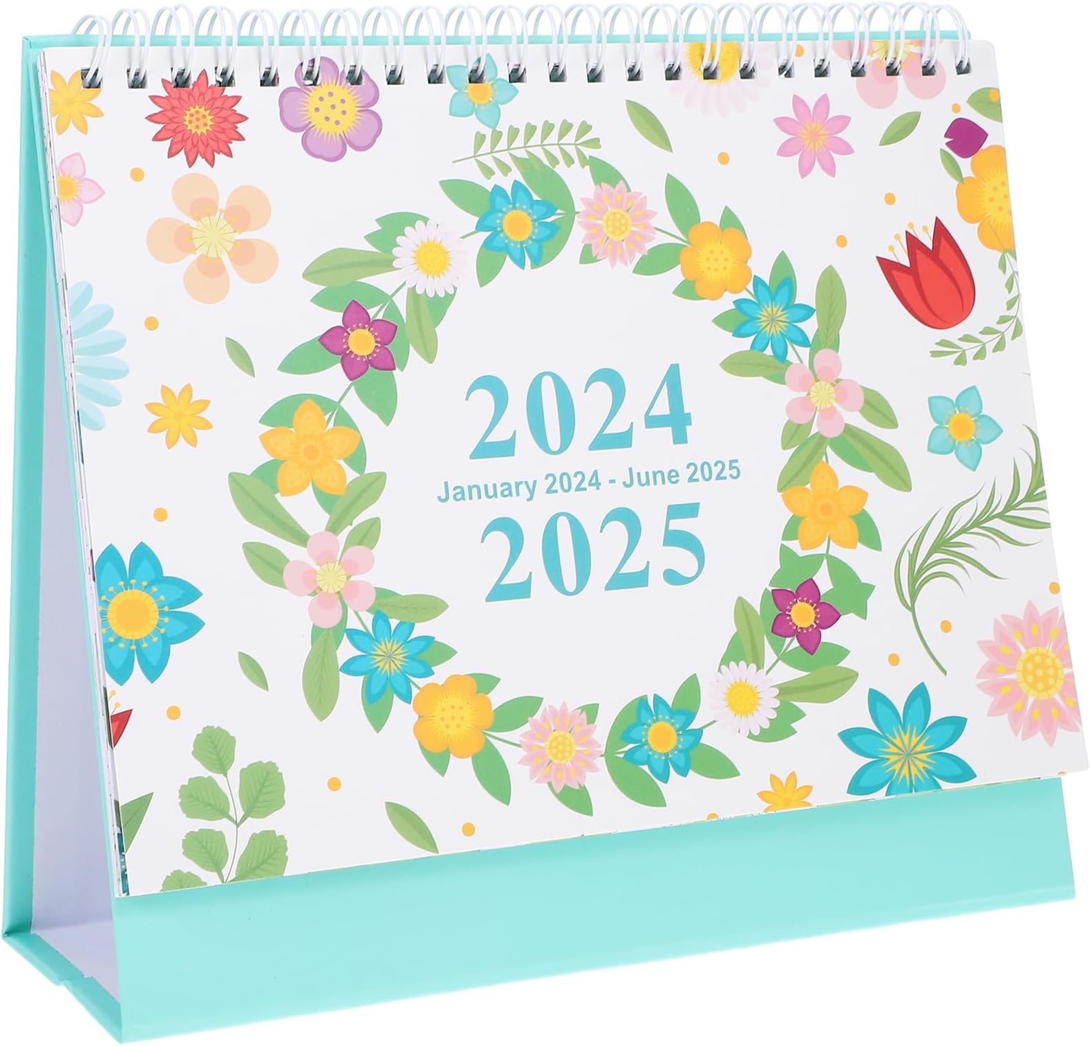 Amazon | SEWACC カレンダー 花 卓上 2025 卓上カレンダー 2024年1月始まり~2025年6月ひと目 カレンダー 自立 スケジュール 勉強計画 英語カレンダー 装飾 部屋 ...