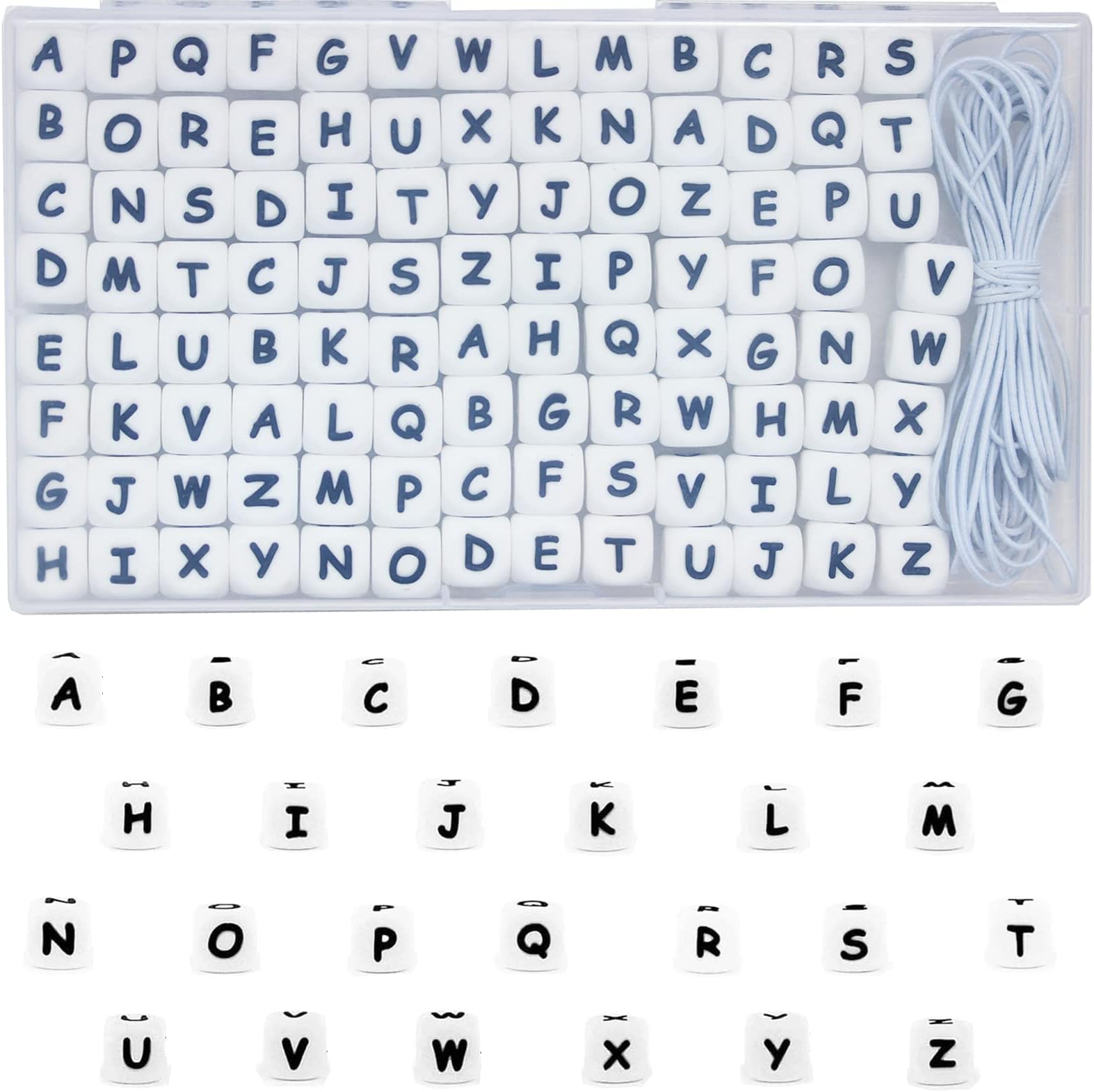 Amazon.com: 105Pcs Silicone Letter Beads, BetterJonny 12mm A-Z Alphabet ...