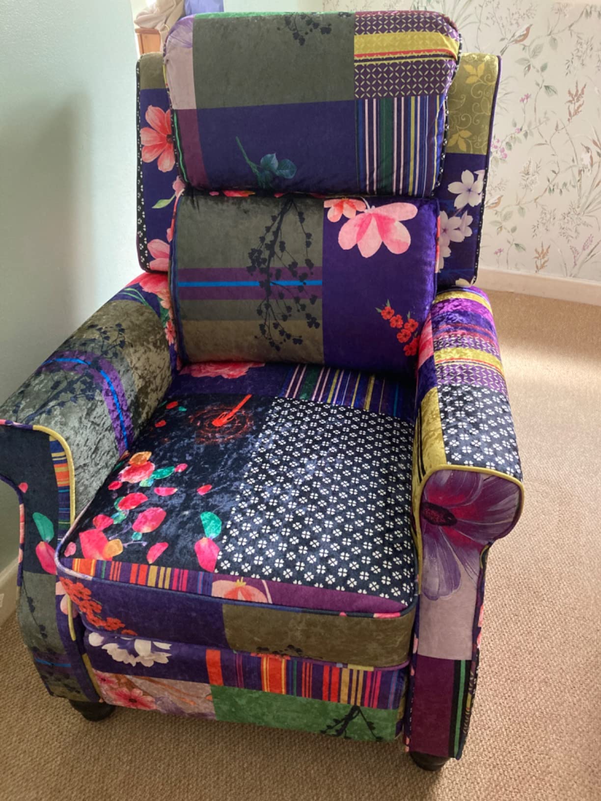 House of Velvet Fabric Patchwork Mary Manual Recliner Chair : Amazon.co ...