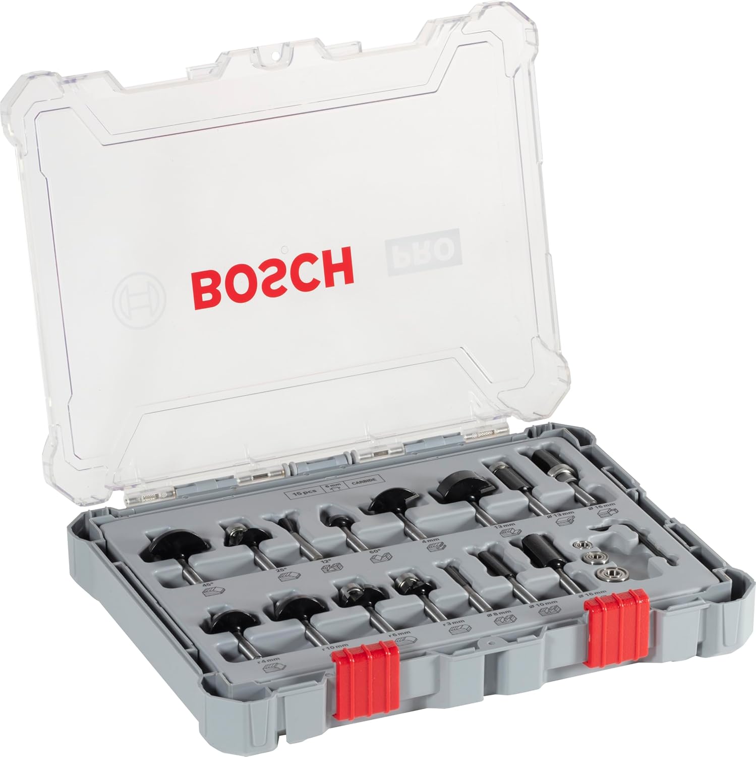 Bosch Professional 15 pcs. Mixed Router Bit Set (for Wood, Ø 6 mm Shank ...