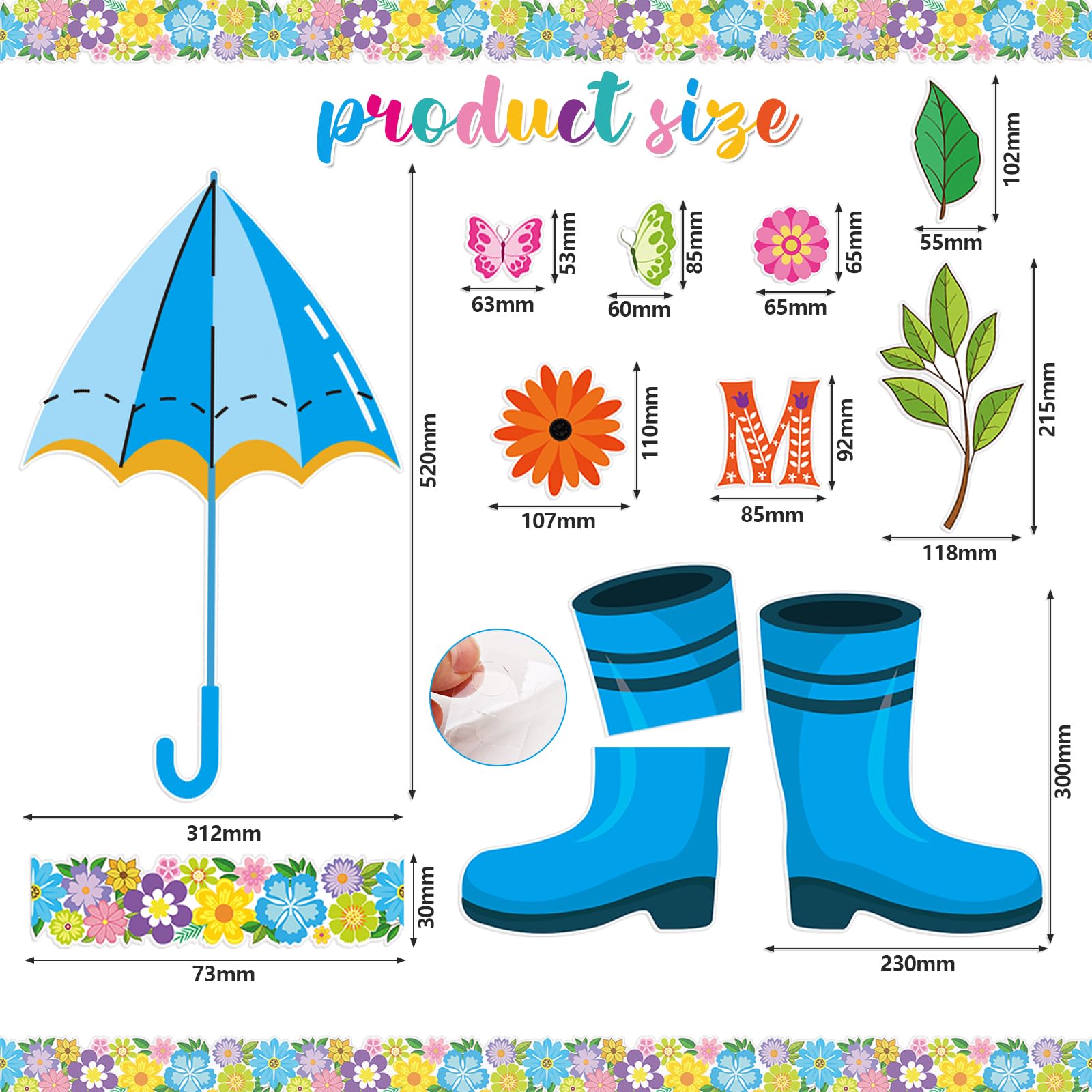 110 Pcs Spring Bulletin Board Decoration April Showers Bring May ...