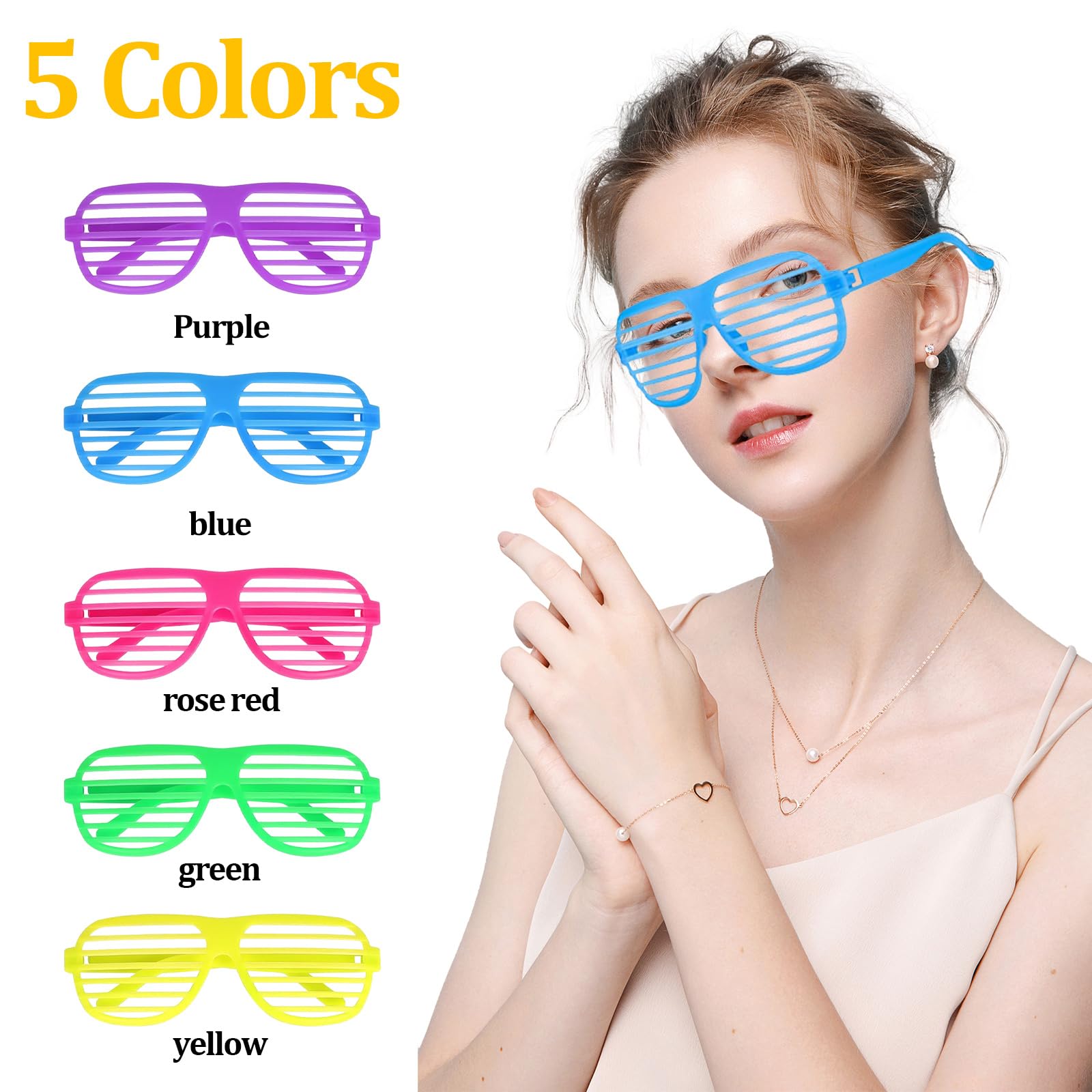BOZILY 20pcs Neon Shutter Shades Sunglasses,5 Differents Color Disco ...