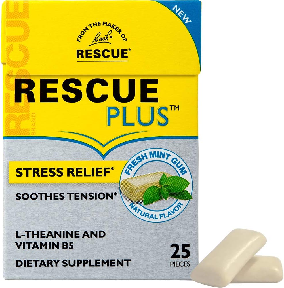 Amazon.com: Bach RESCUE PLUS Gum, Natural Mint Flavor, Stress and ...