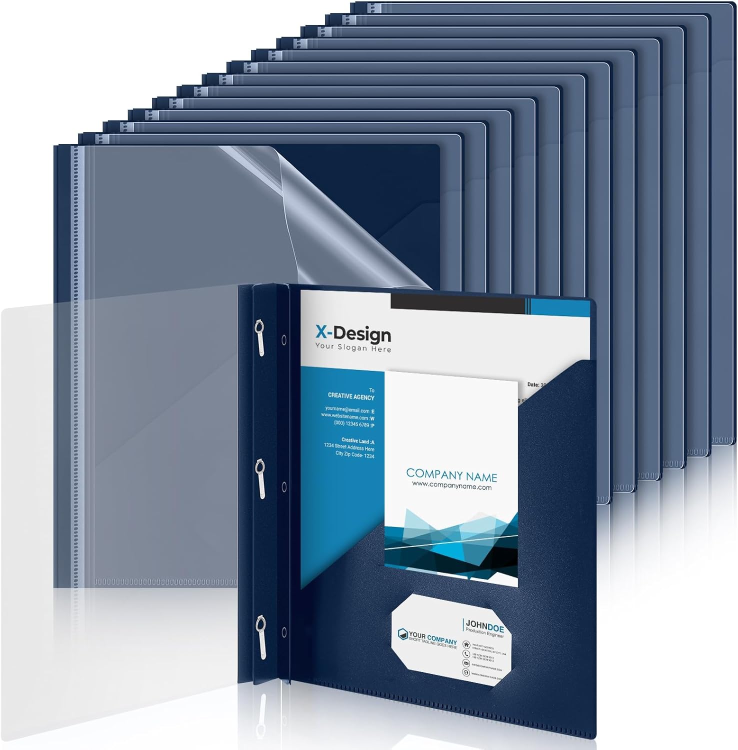 Amazon.com : Teling 24 Pcs Clear Report Cover with 3 Prongs, Plastic ...