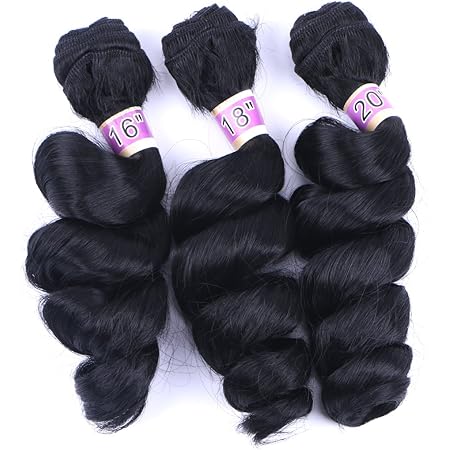 Amazon.com : Body Wave Synthetic Hair Weave 3 Hair Bundles Deals 16 18 ...