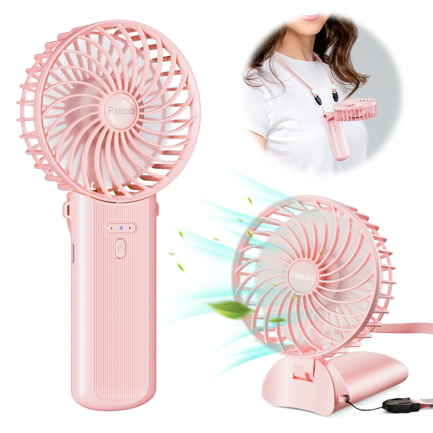 Amazon.com: Psecici Handheld Fan, Mini Portable Fan with lanyard，4 ...