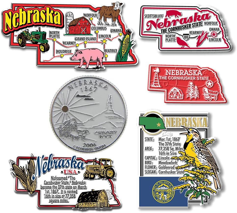 Amazon.com: Nebraska Six-Piece State Magnet Set by Classic Magnets ...