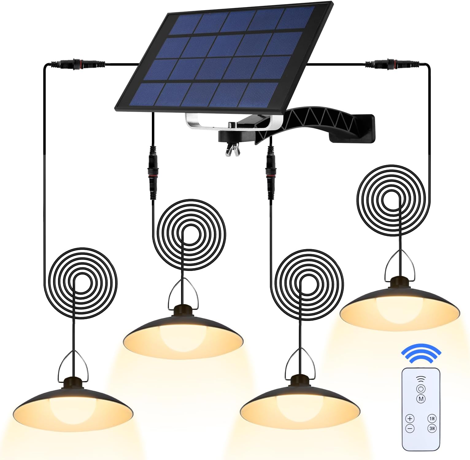 STARNOONTEK 4 Heads Pendant Solar Shed Light, IP65 Waterproof Warm ...