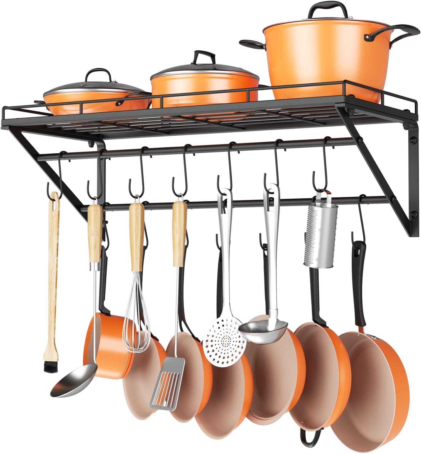 Amazon.com: Vdomus Wall Mounted Pot and Pan Rack for Kitchen, Cookware ...