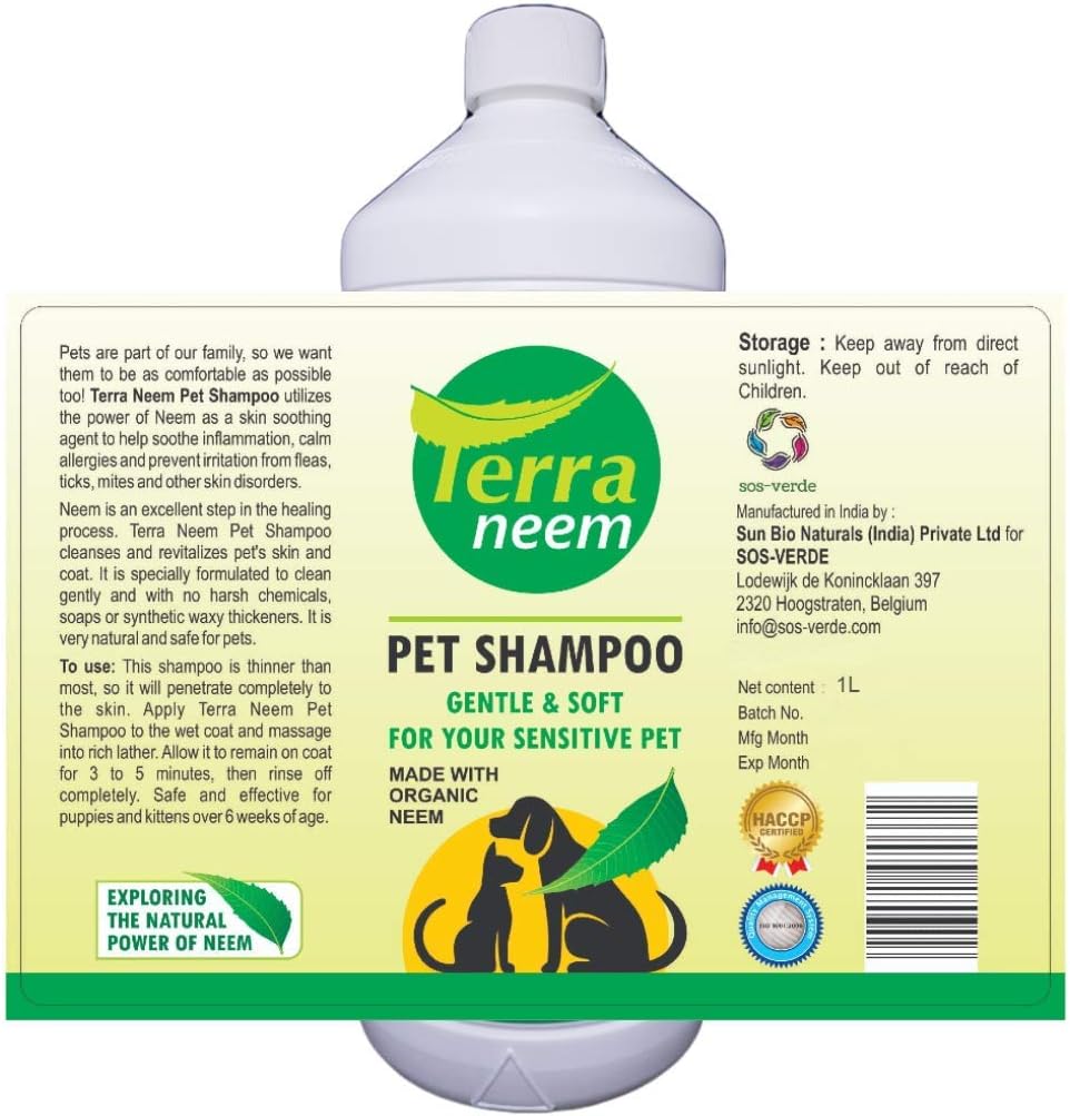 Terra Neem Pet Shampoo 1000 ml – Itch relief – Lice, mite, fungal ...
