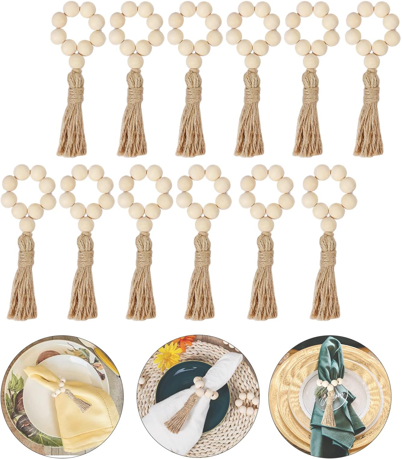 Amazon.com: 150pcs Burlap Napkin Rings with Hemp Rope, Rustic Jute ...