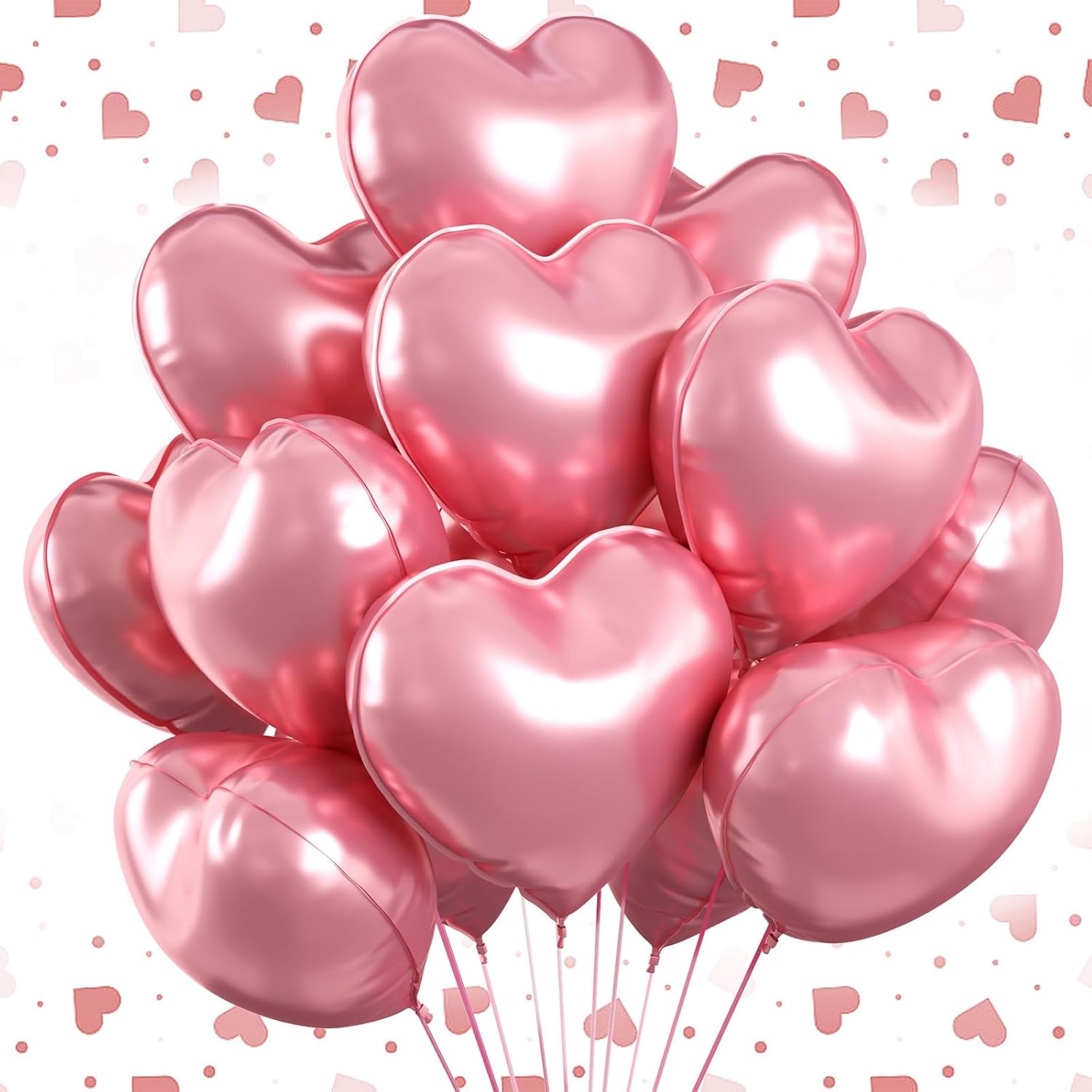 Amazon.com: 12 Pcs Heart Balloons, 18 inch Pink Heart Shaped Balloons ...