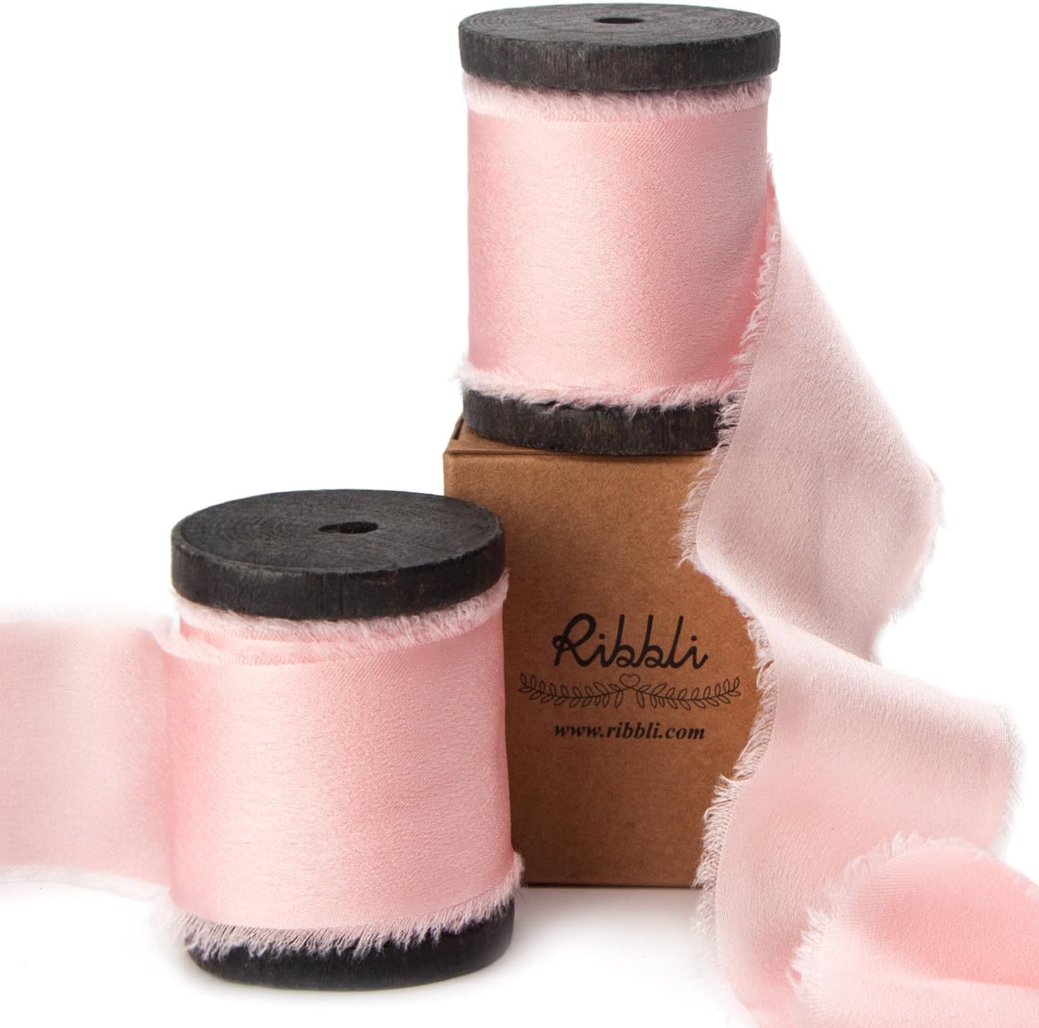 Amazon.com: Ribbli Light Pink Silk Satin Ribbon 1.5 Inch x 12 Yard ...