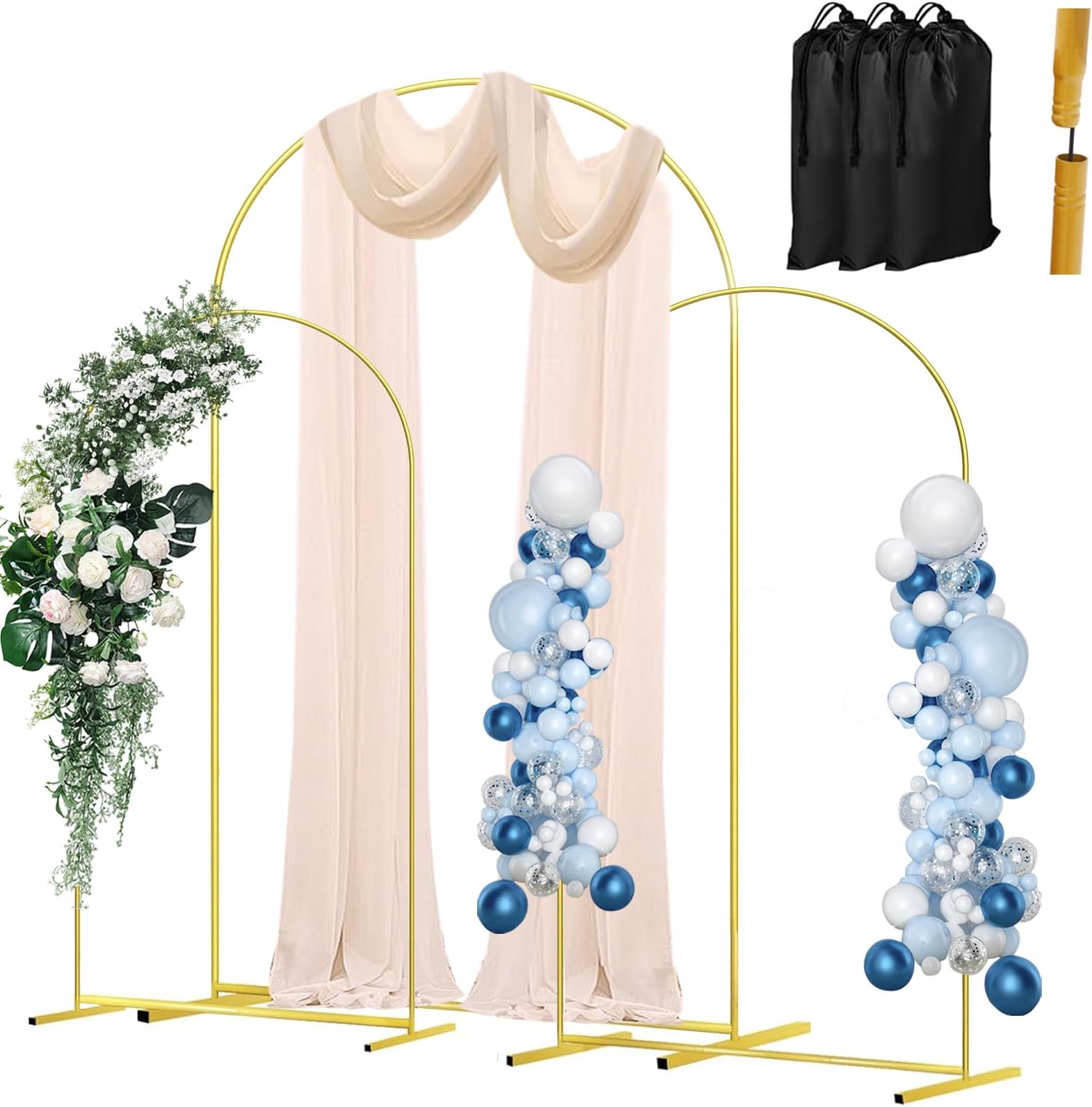 Amazon.com: 7.2 FT Wedding Arch Backdrop Stand and White Arch Cover ...