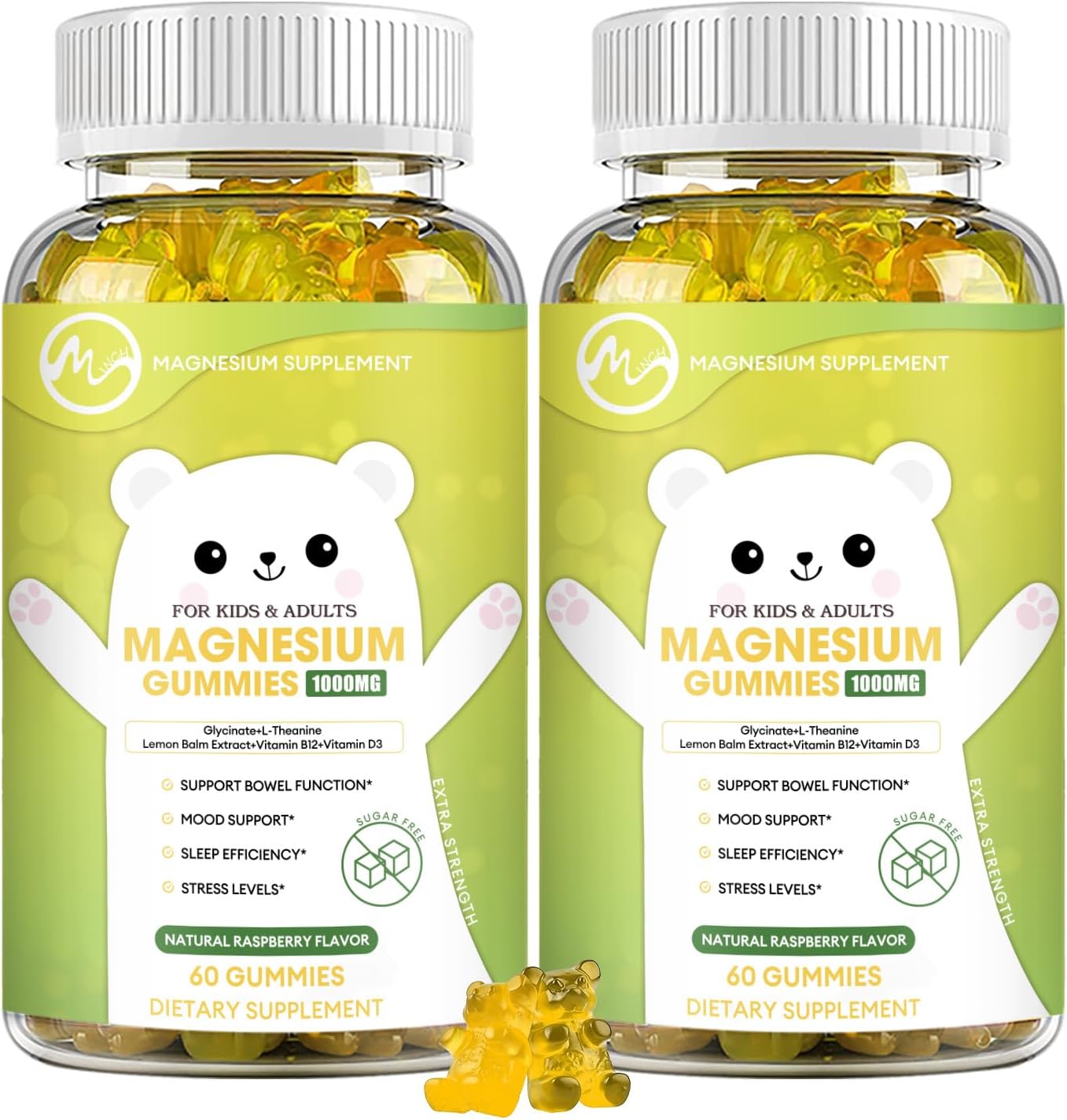 Amazon.com: M inch (2 Pack) Magnesium Glycinate Gummies 1000mg ...