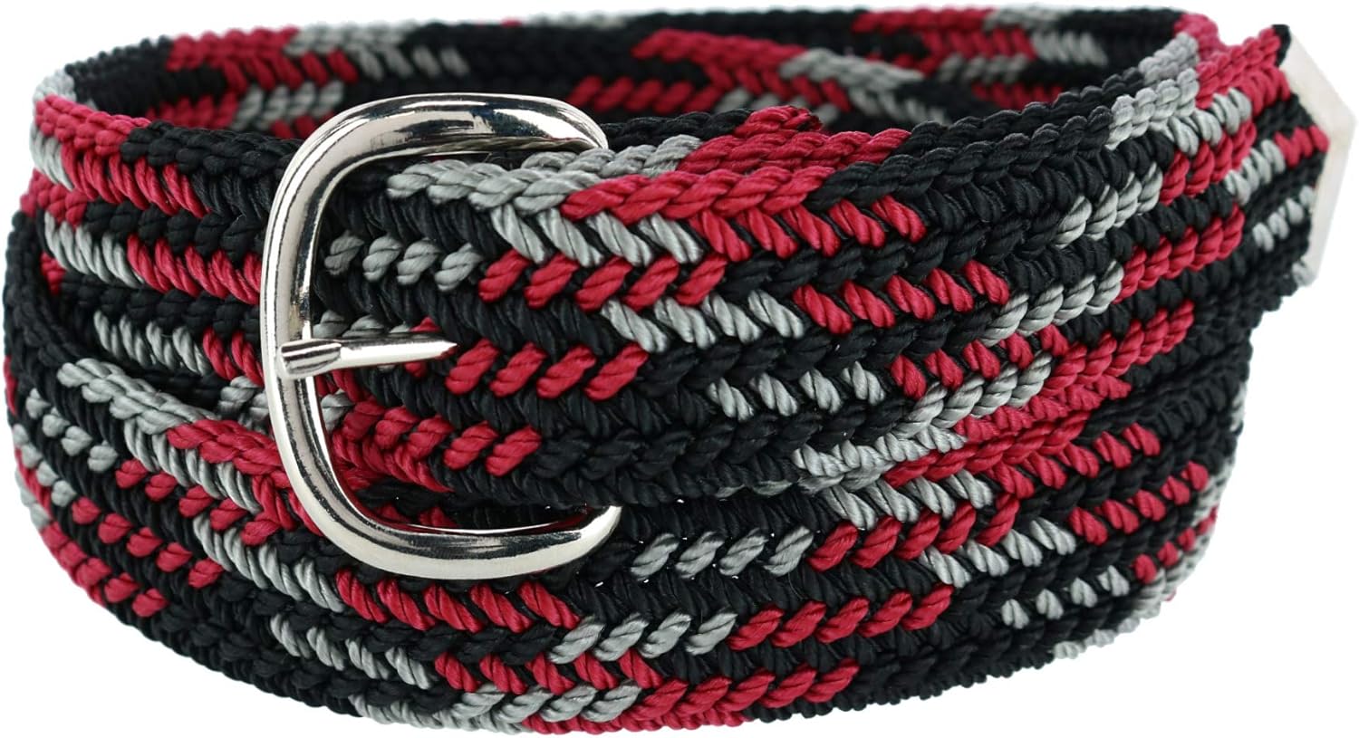 Double-s Nocona Men's Woven Braided Nylon Belt, Black/Red/Grey ...