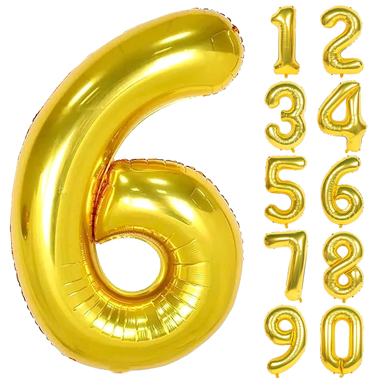 Party Propz Number 6 Foil Balloon - 32 Inch Gold Foil Balloon For ...
