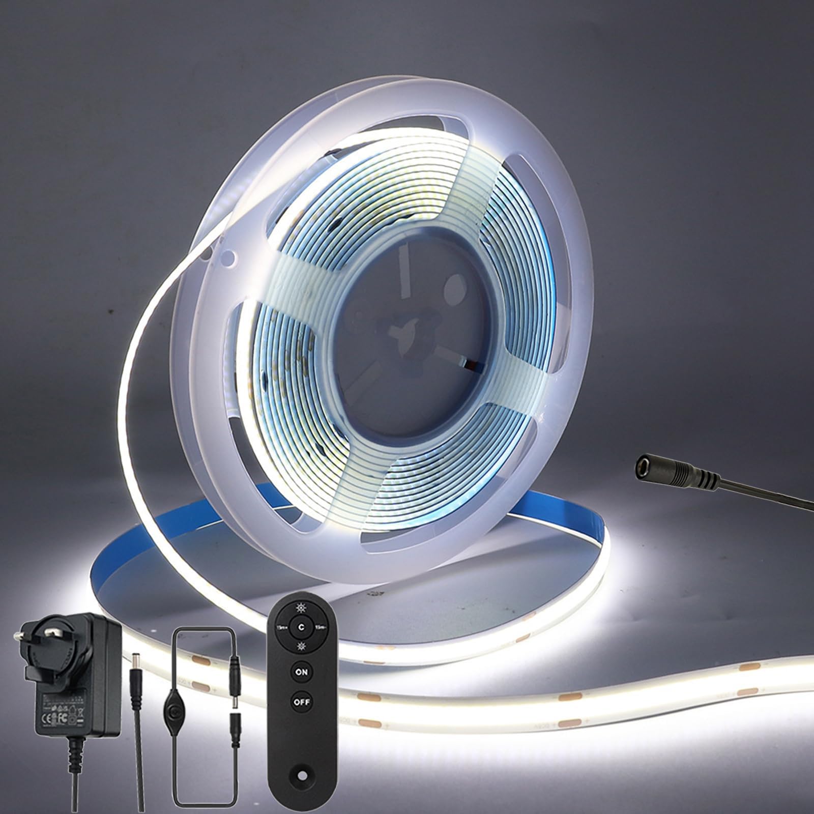 RYE DC12V COB LED Strip Light Kit,Warm White 6000K Dotless Ultra Bright ...
