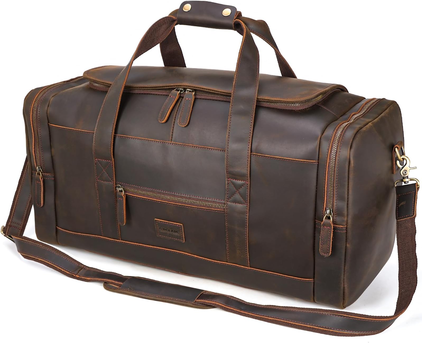 Amazon.com | Polare 23" Full Grain Leather Travel Duffle Bag For Men ...